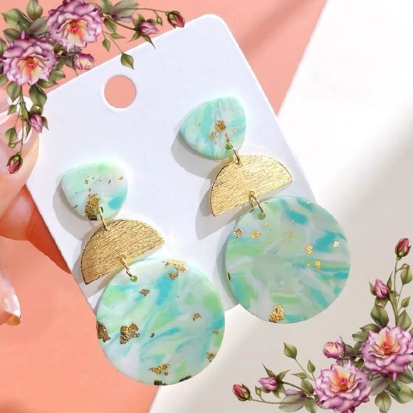 Jewelry | Handmadestar Dreamlike Color Polymer Clay Geometric Splicing ...